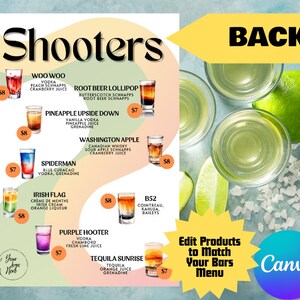 Retro Cocktail Menu With Matching Shooter List - Canva Templates - 4 ...