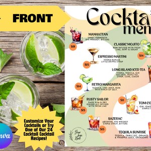 Retro Cocktail Menu With Matching Shooter List - Canva Templates - 4 ...