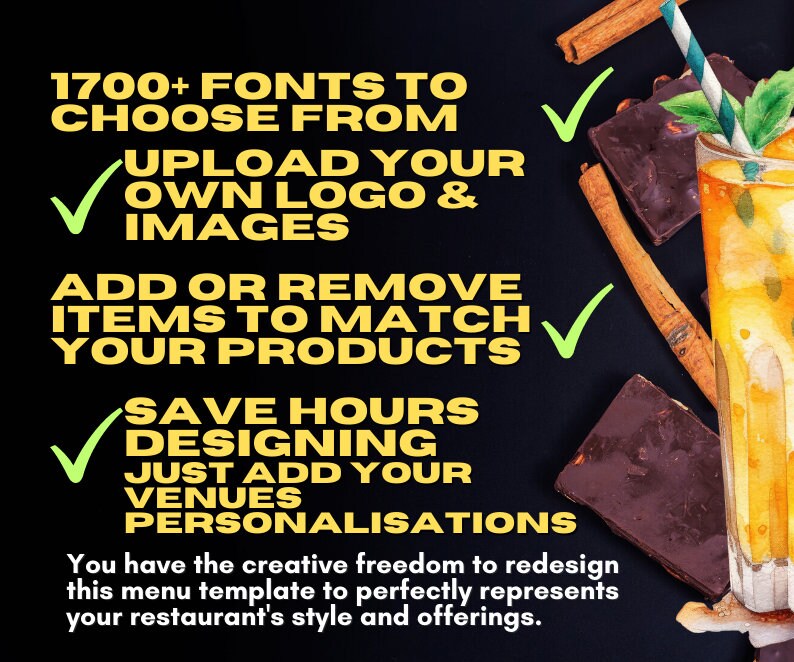 100% Editable NEON Cocktail Menu Design - Canva Template With Free ...