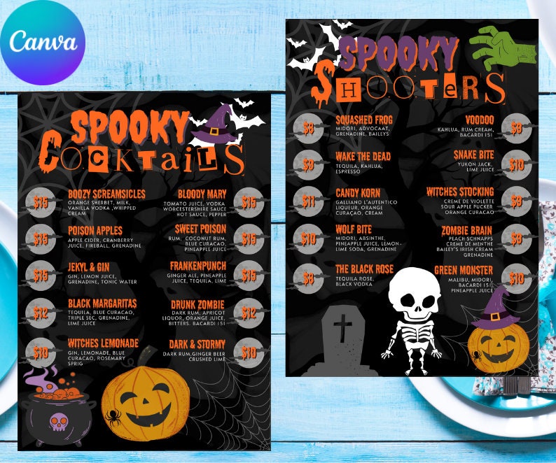 Create the Perfect Halloween Cocktail & Shooter Menu - Double Sided ...