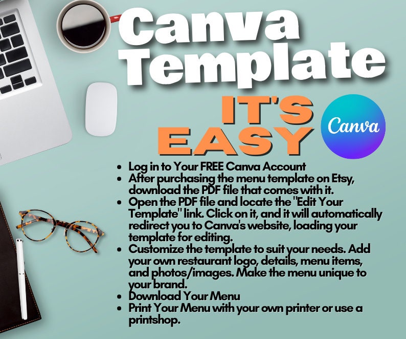 Orange Neon Cocktail Menu Template: Editable Canva Design (digital ...