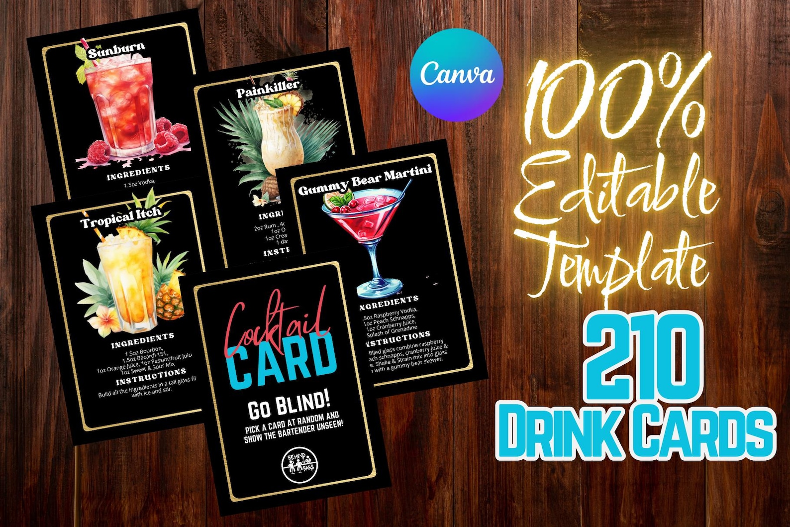 Cocktail Recipe Cards Template, 200+ Editable Drink Recipe Cards ...