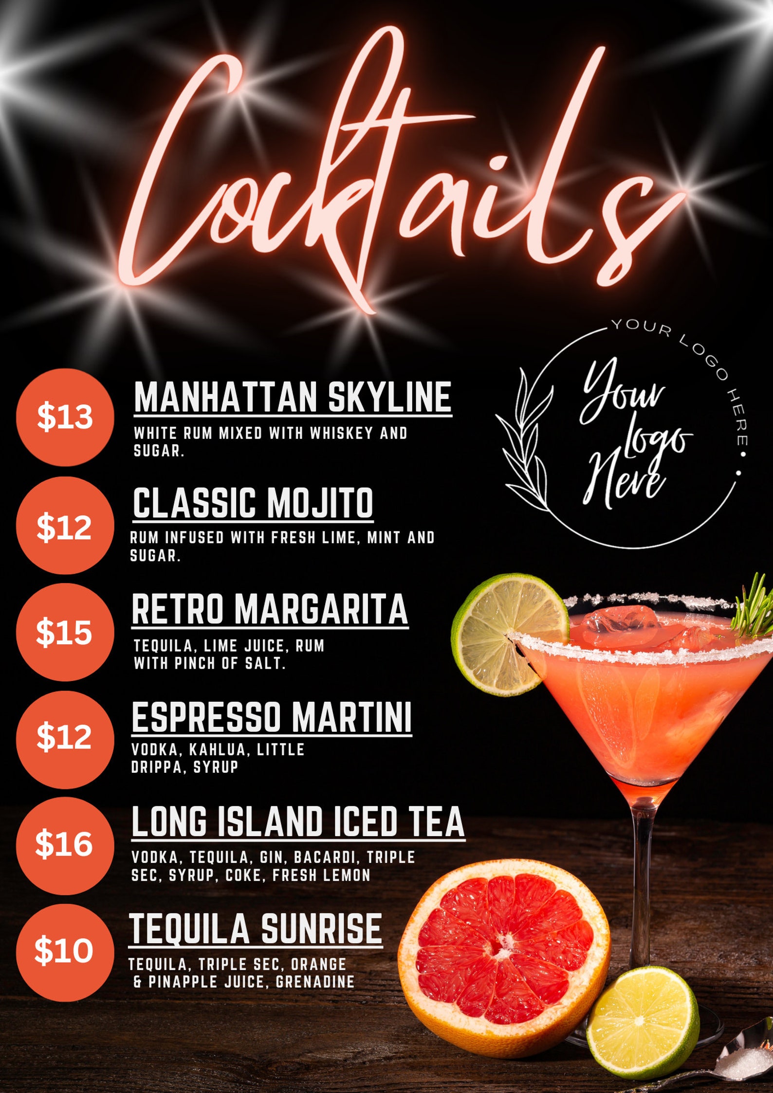 Cocktail Menu Template Bundle: Editable Canva Designs (digital Download ...