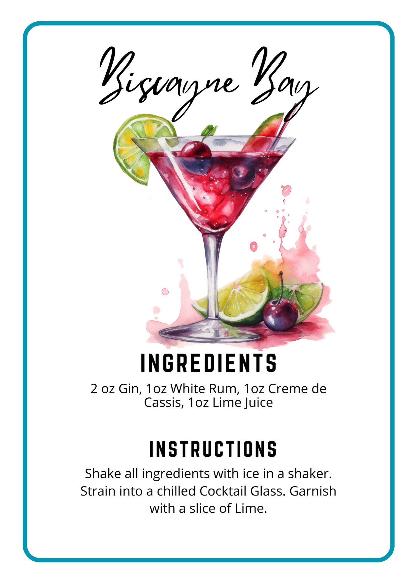 Cocktail Recipe Cards Template, 200+ Editable Drink Recipe Cards ...