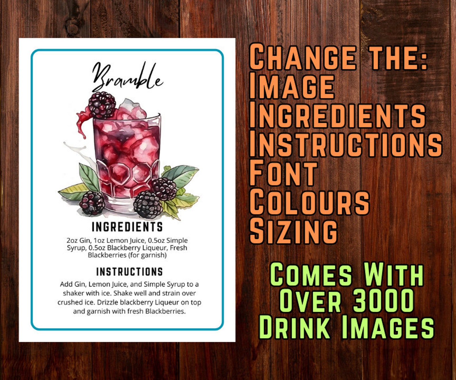 Cocktail Recipe Cards Template, 200+ Editable Drink Recipe Cards ...