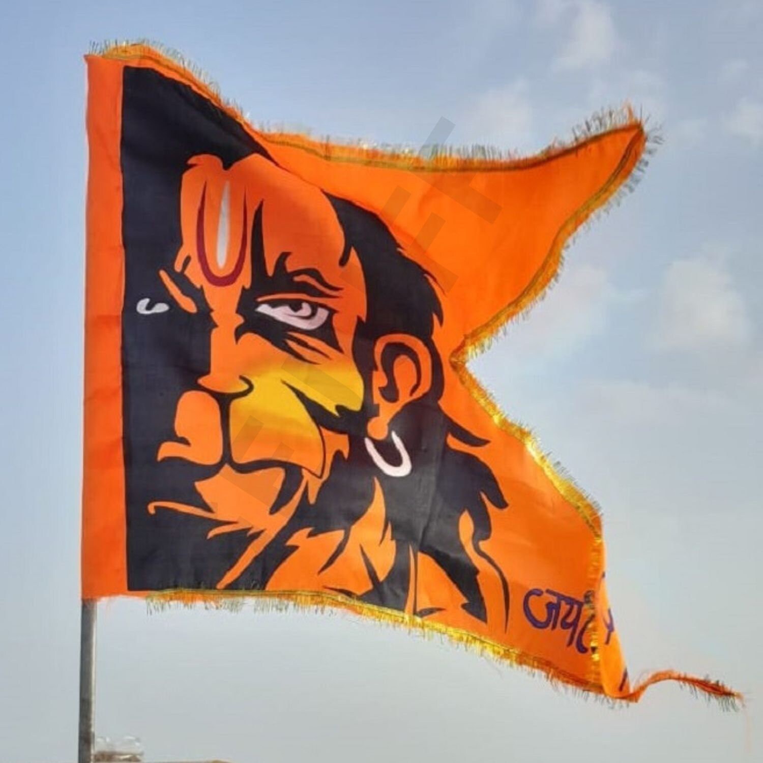 Hanuman Flag: Hindu Bajrangbali Jai Shree Ram Dwaj With Gota Border - Etsy