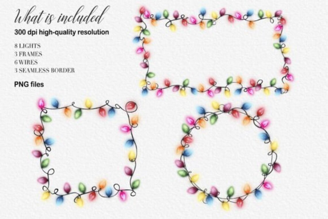 Glowing Christmas Light Clip Art: Hand Painted Watercolor - Etsy