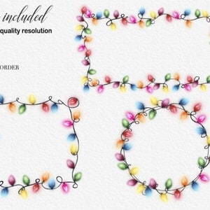 Glowing Christmas Light Clip Art: Hand Painted Watercolor - Etsy