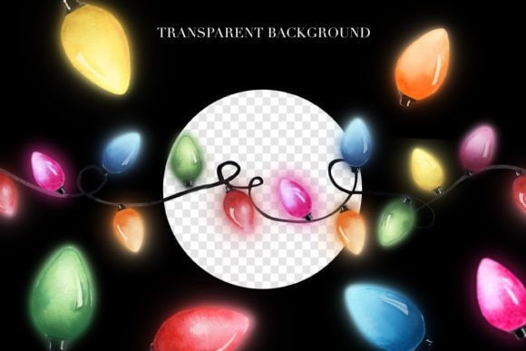 Glowing Christmas Light Clip Art: Hand Painted Watercolor - Etsy