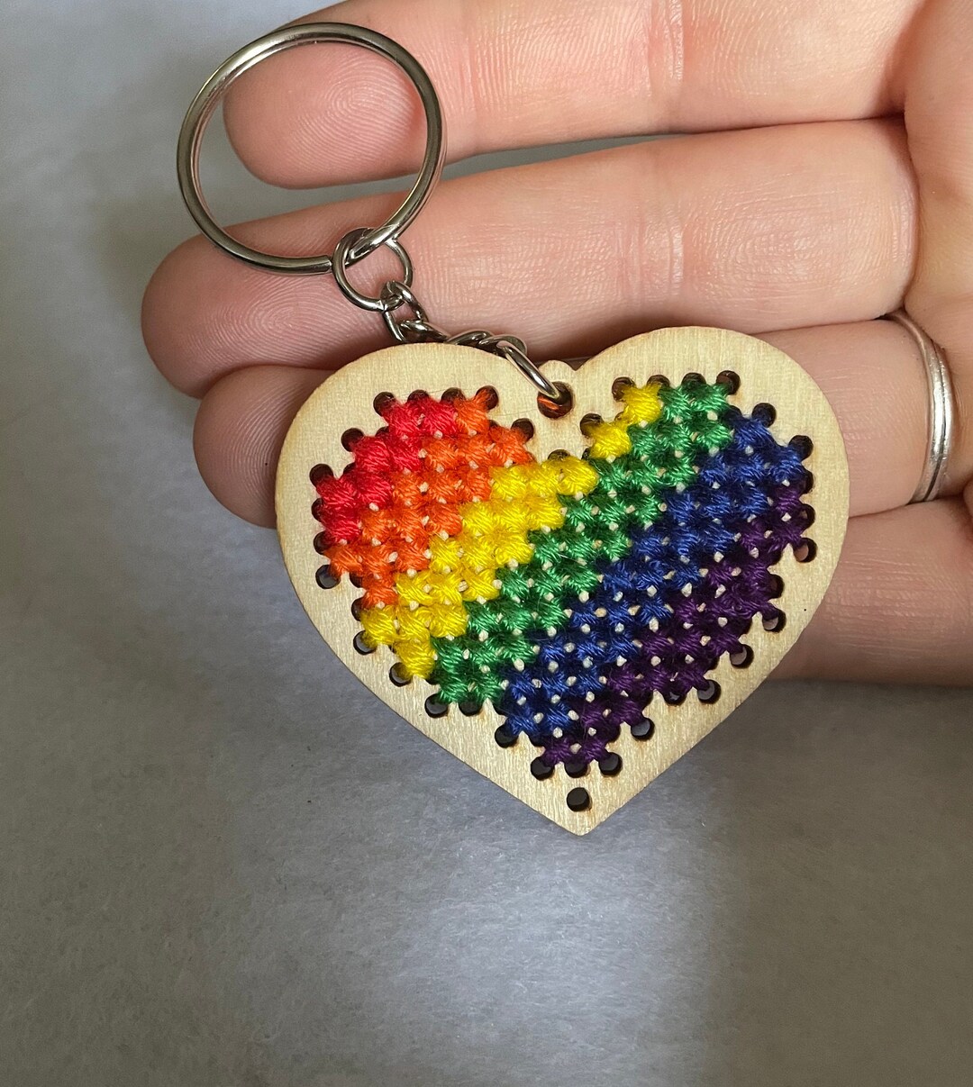 LGBTQIA+ Handmade Wooden Heart PRIDE Flag Keychains - Etsy