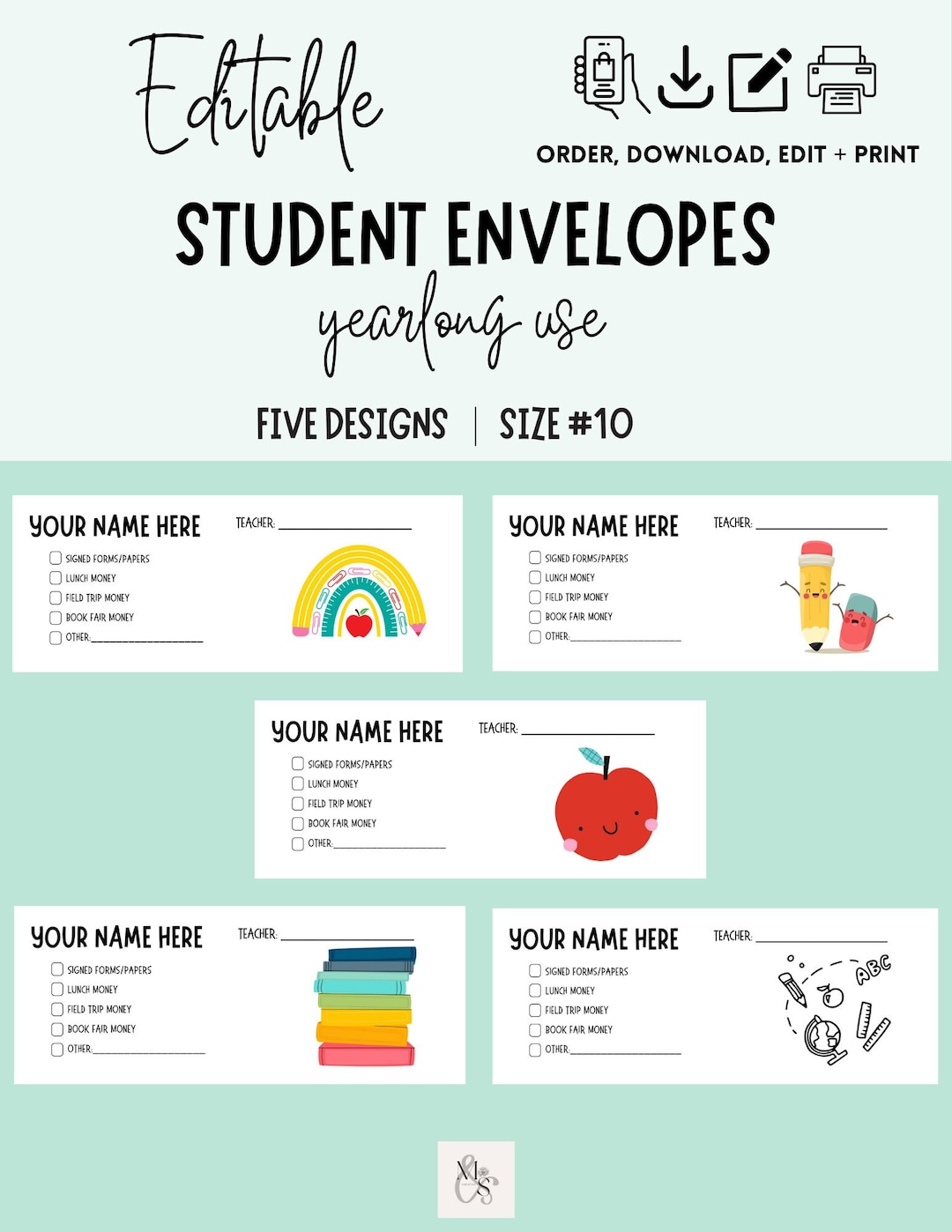 Editable Envelope for School Printable Money Envelope Instant Template ...