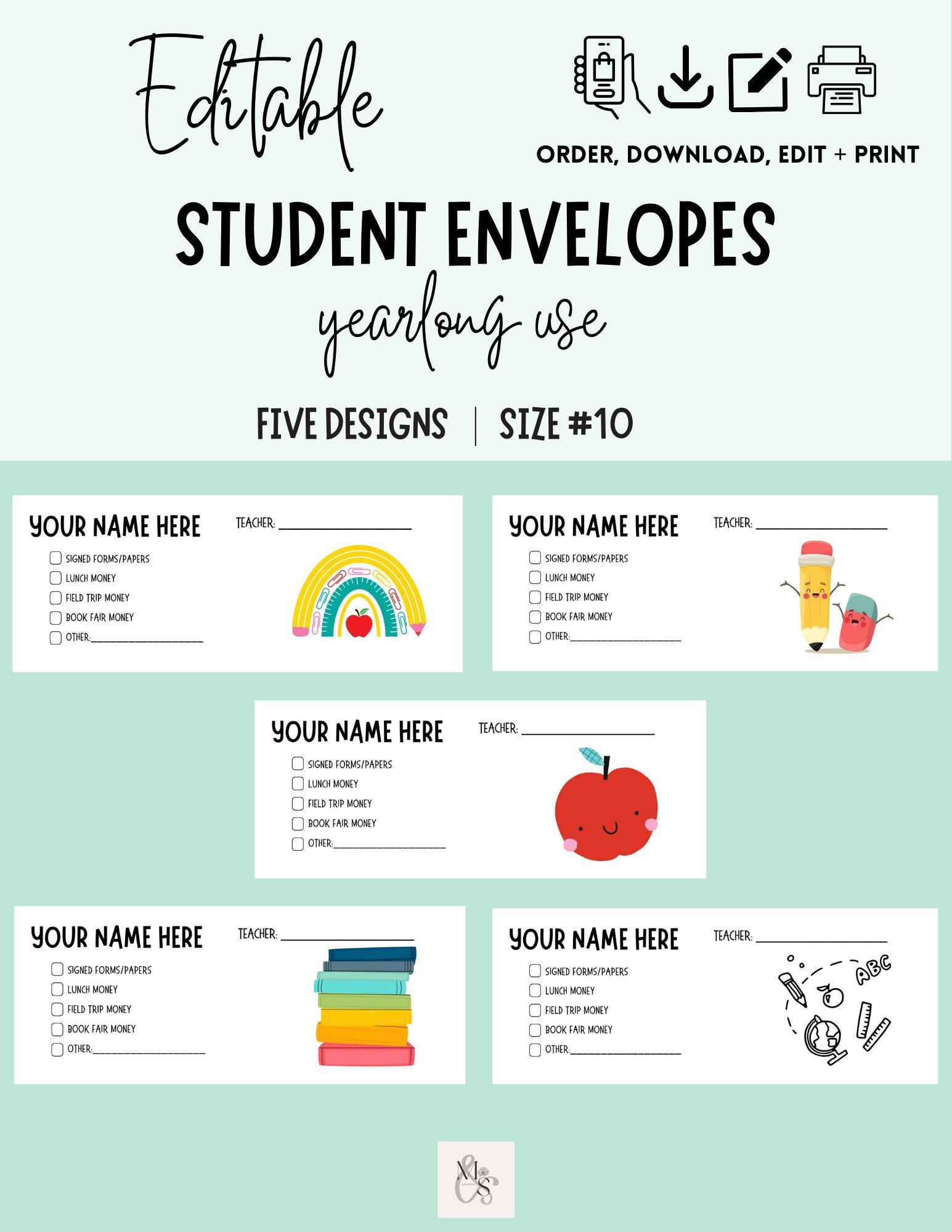 Editable Envelope for School Printable Money Envelope Instant Template ...