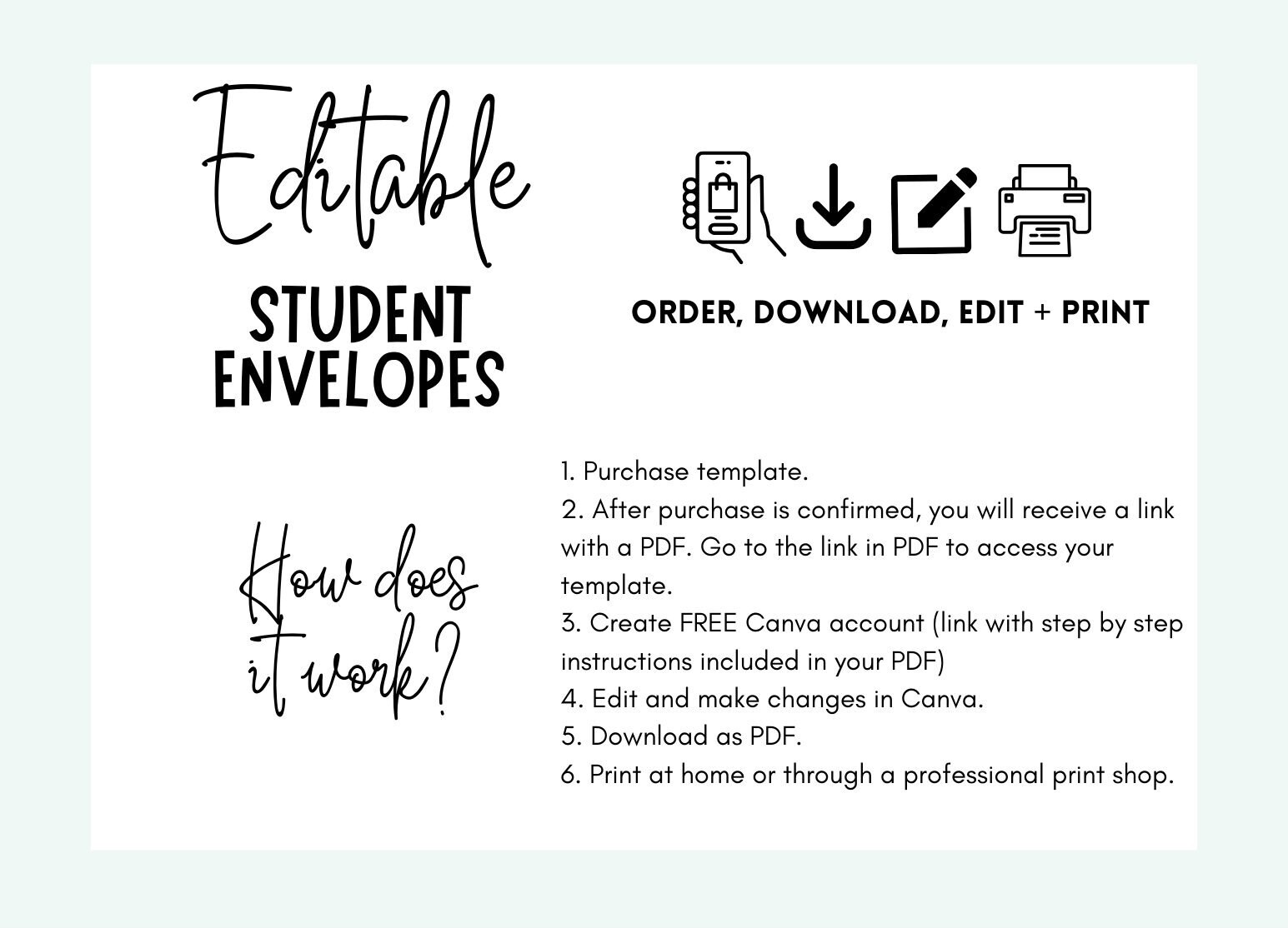 Editable Envelope for School Printable Money Envelope Instant Template ...