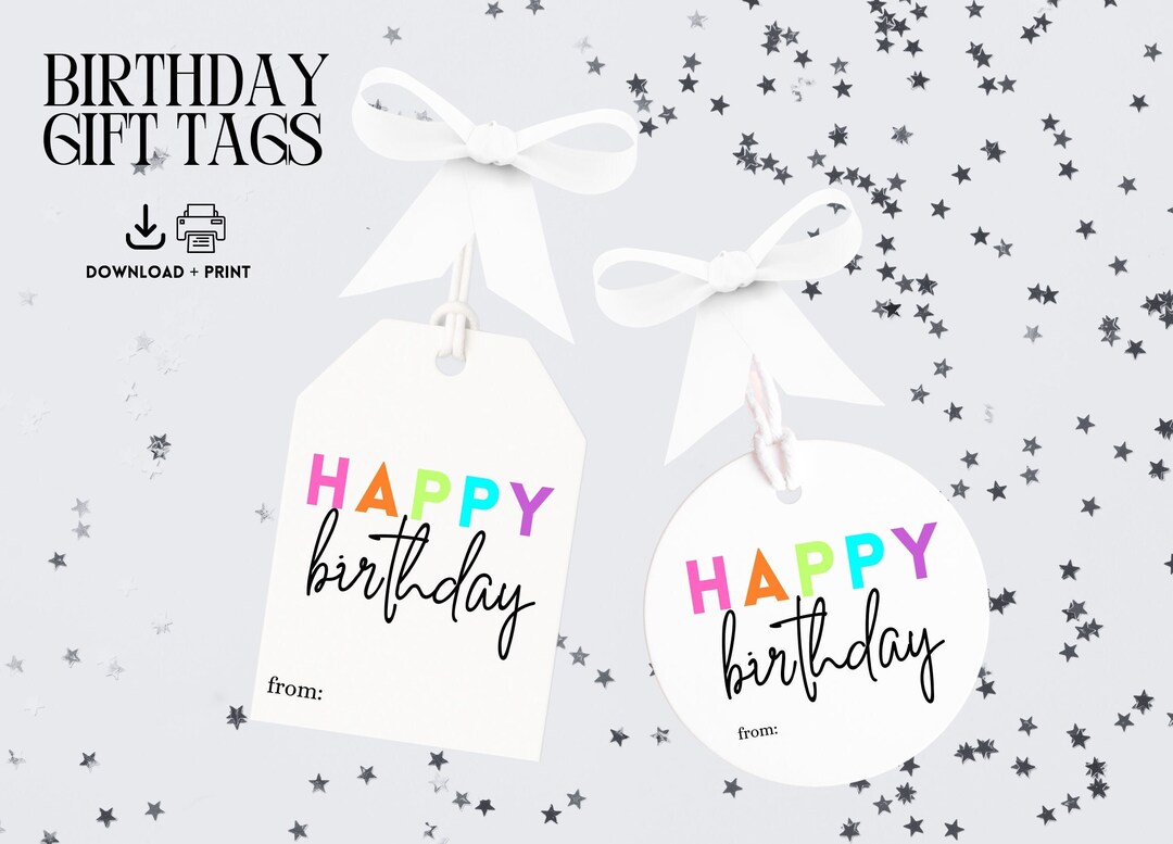 Printable Gift Tag Happy Birthday Gift Tag Instant Digital Download ...