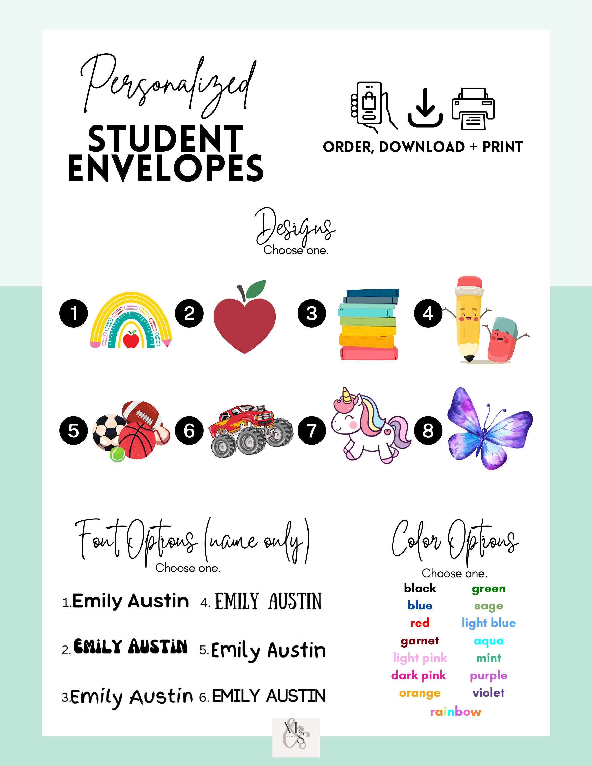 Personalized Student Envelope Student Money Envelope Printable ...