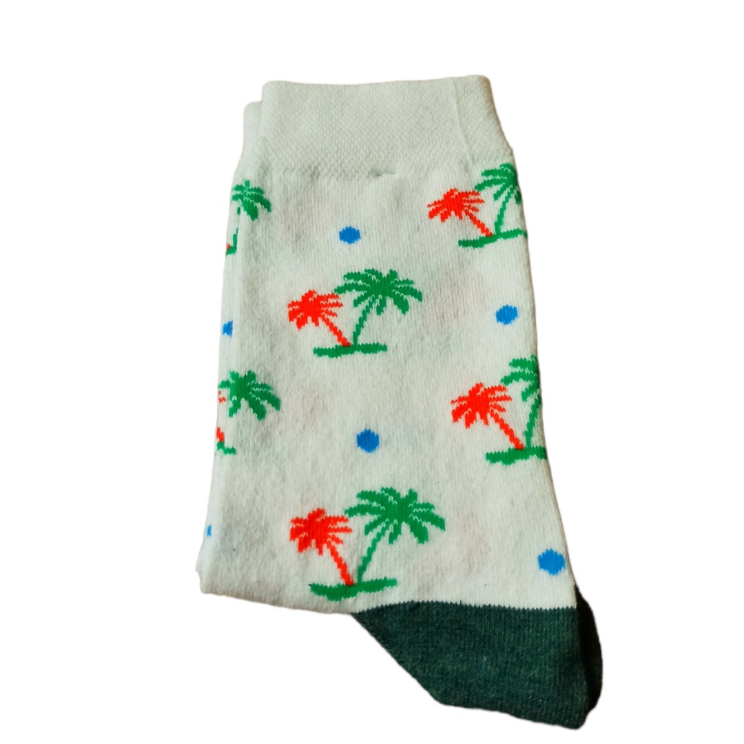White Socks, Palm Tree, Palm Tree Patterned, Gift, Trend Socks, Design Socks, Green Socks ...