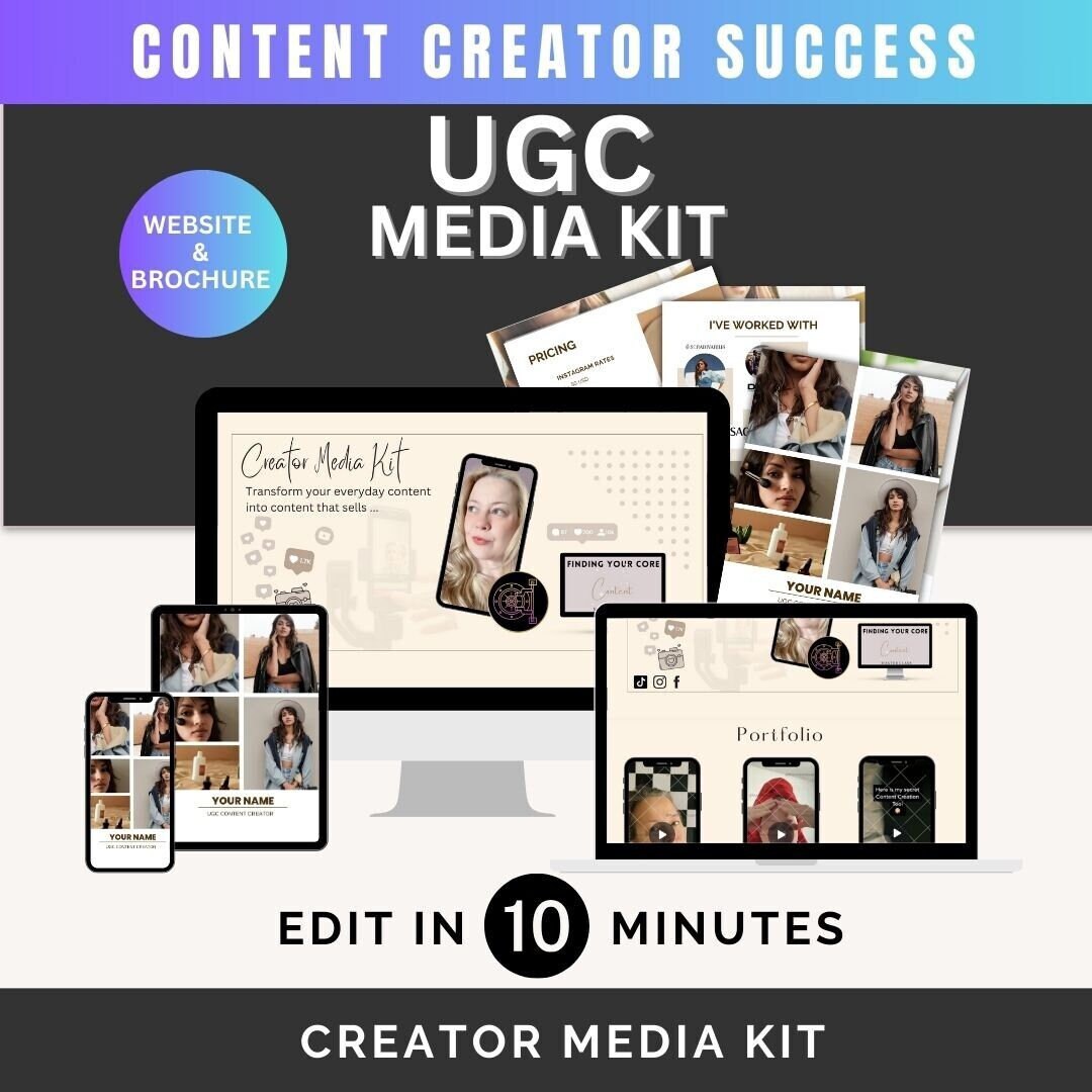Content Creator Website and Media Kit, UGC Creator Canva Editable ...