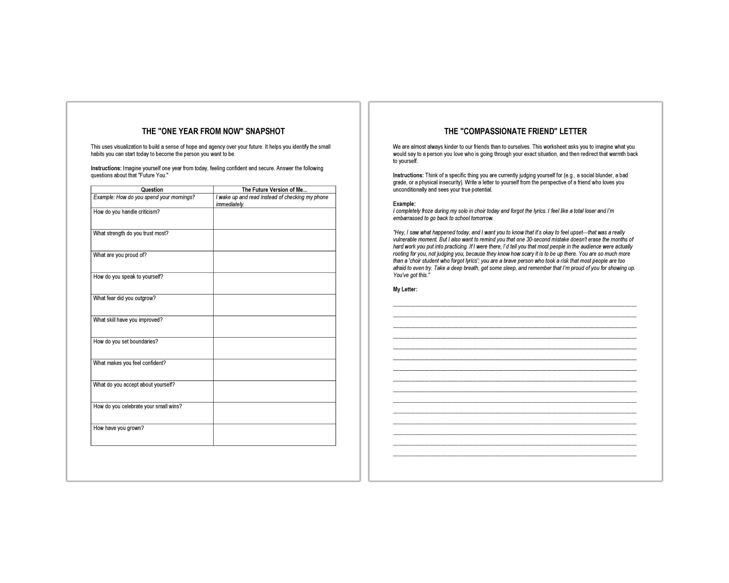 Teen Self Esteem Worksheets, Teen Therapy, Confidence Building, Social ...
