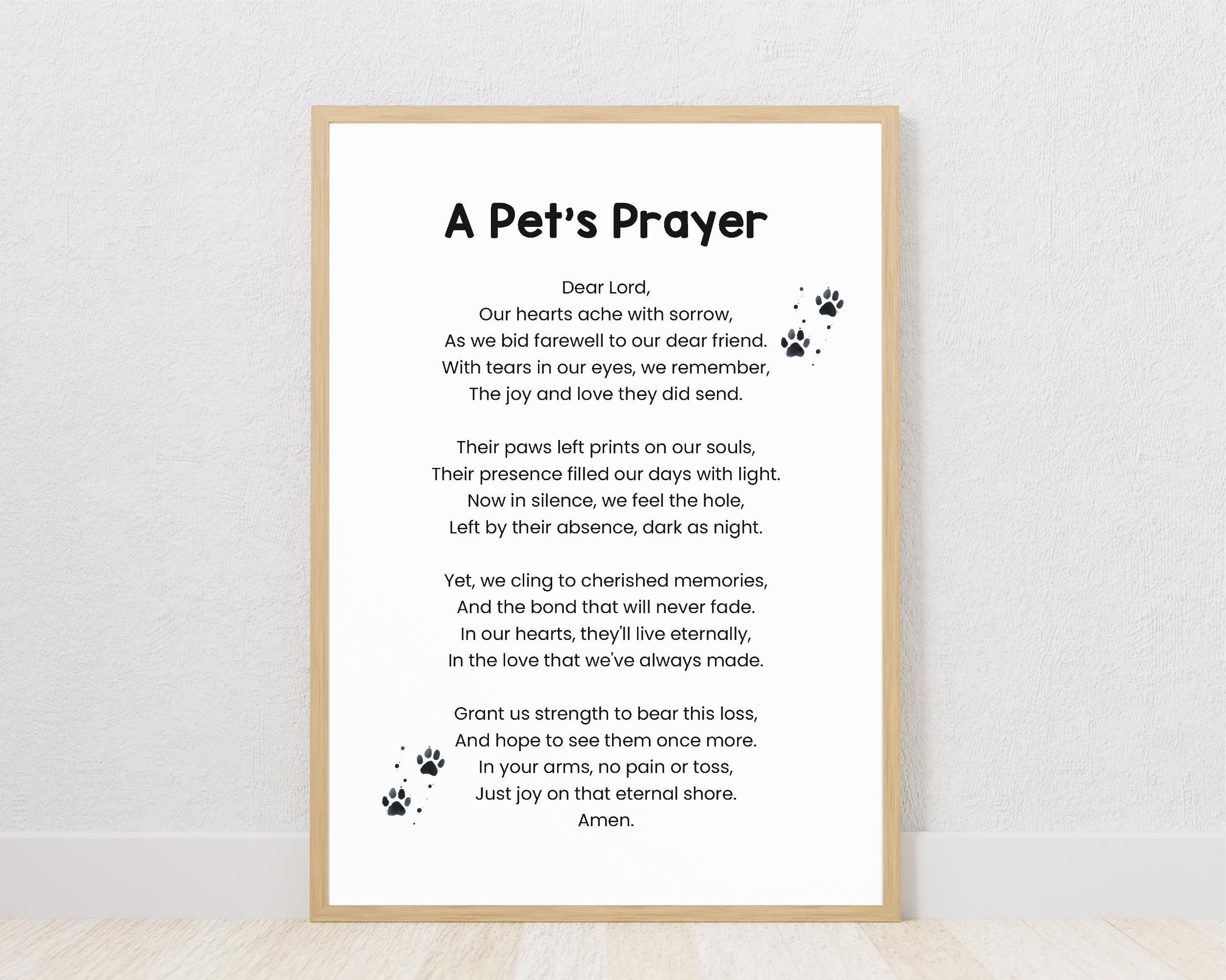A Pet's Prayer Wall Art, Pet Loss Gift, Pet Memorial Gift, Pet Sympathy ...