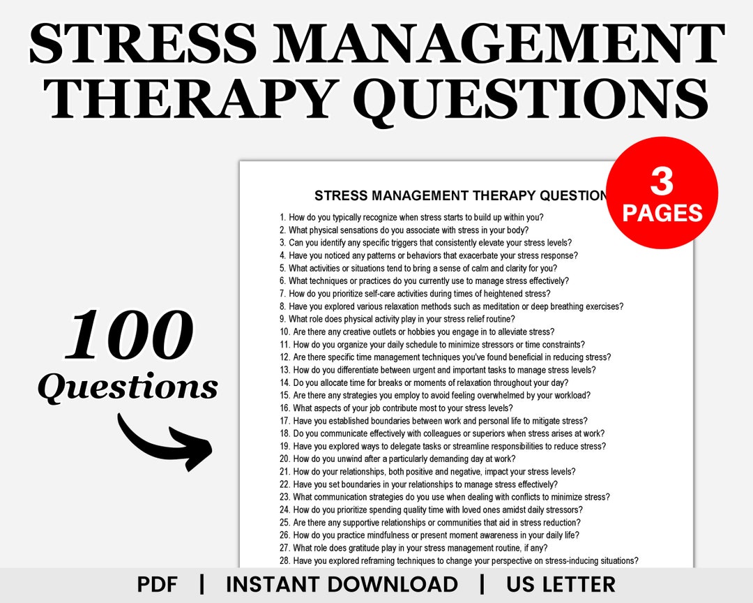 Stress Management Questions Stress Questions Counseling - Etsy
