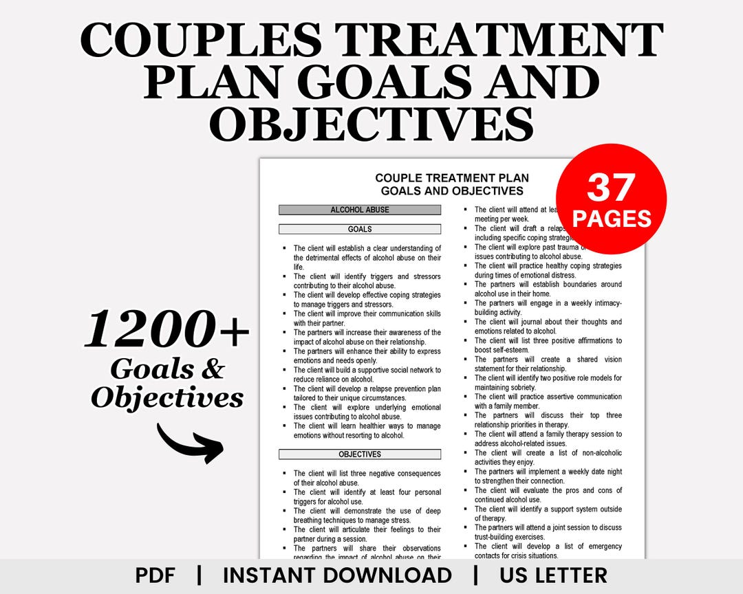 Couples Treatment Plan Goals and Objectives, Therapy Goals and ...