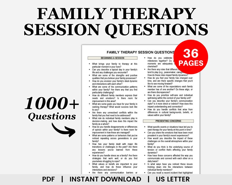 Family Therapy Session Questions, Family Therapy Questions, Counseling ...