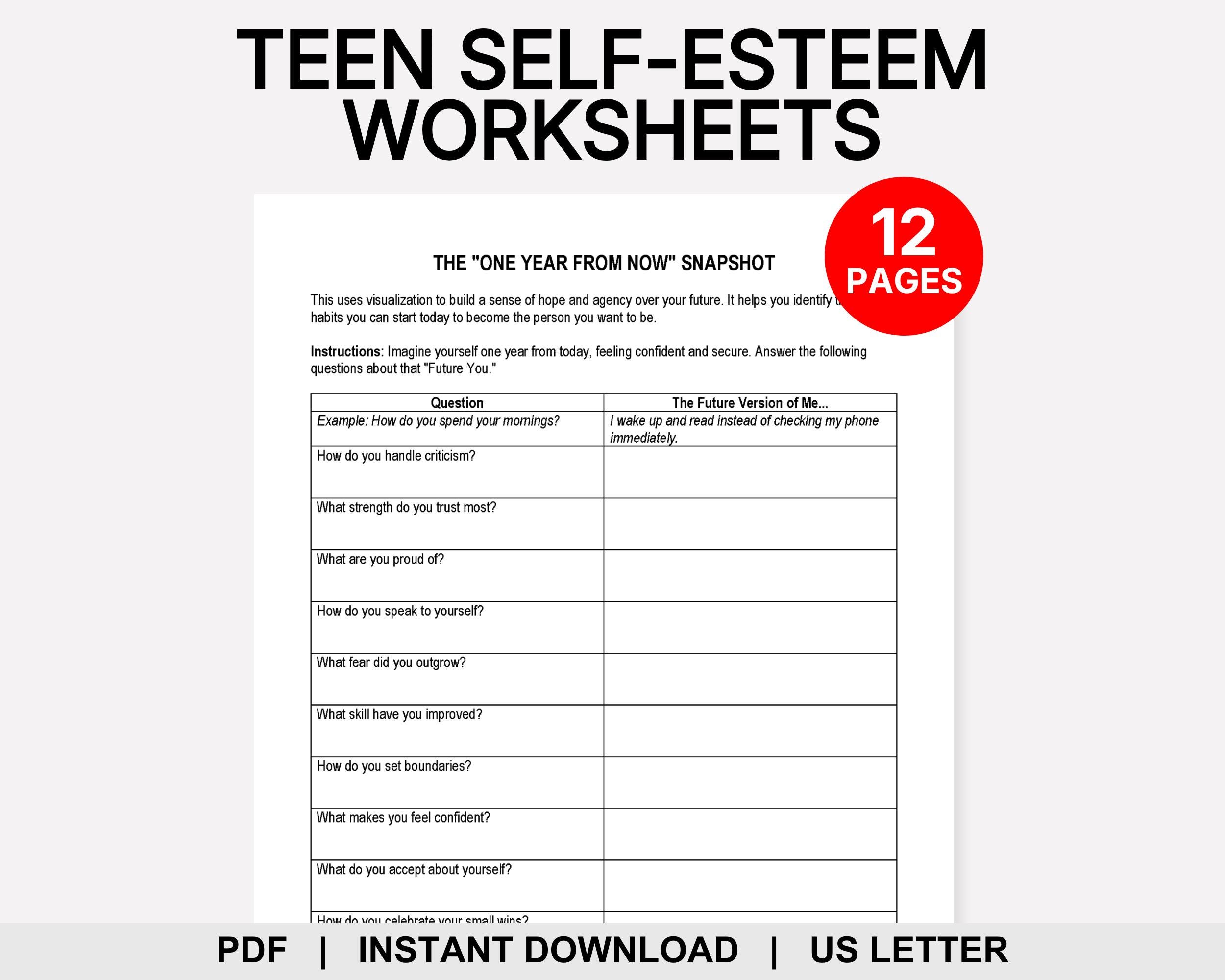 Teen Self Esteem Worksheets, Teen Therapy, Confidence Building, Social ...