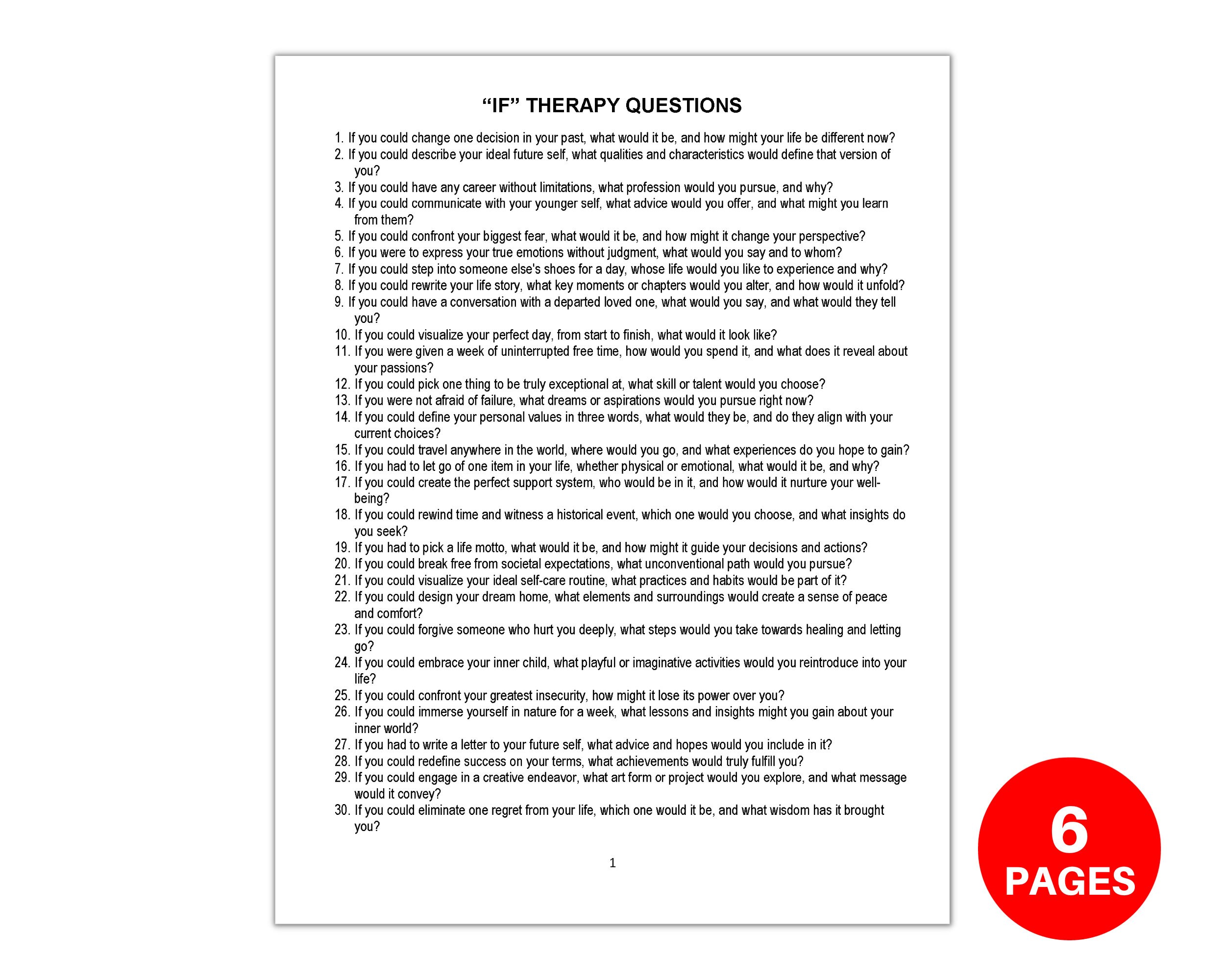 If Therapy Questions, What If Questions, Therapy Questions, Counseling ...