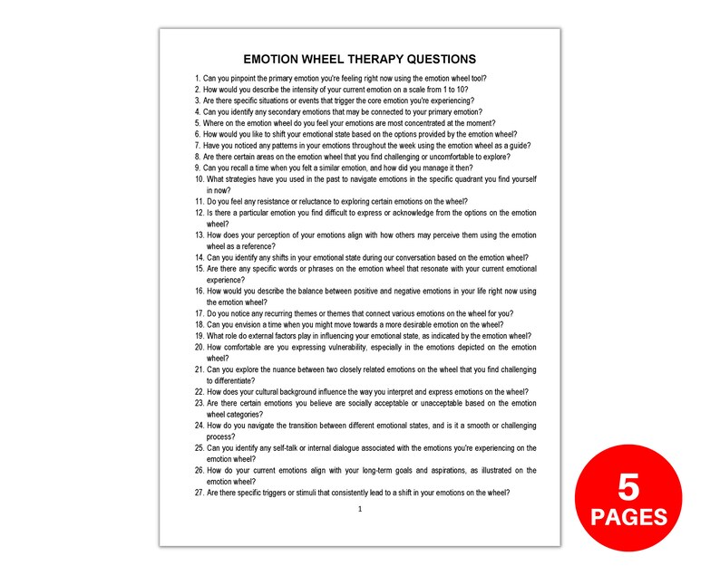 Emotion Wheel Therapy Questions, Emotion Wheel, Feelings Wheel, Wheel ...