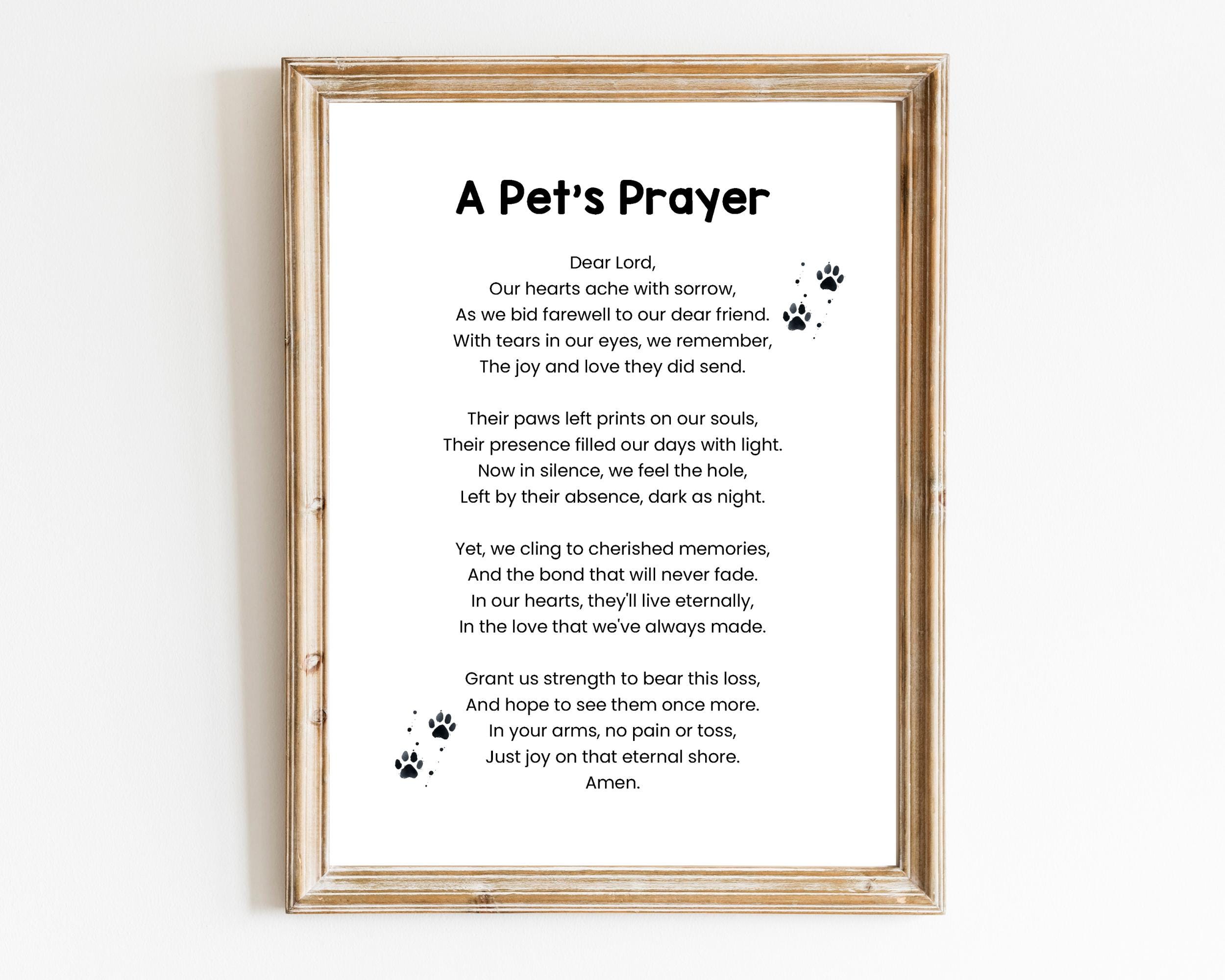 A Pet's Prayer Wall Art, Pet Loss Gift, Pet Memorial Gift, Pet Sympathy ...