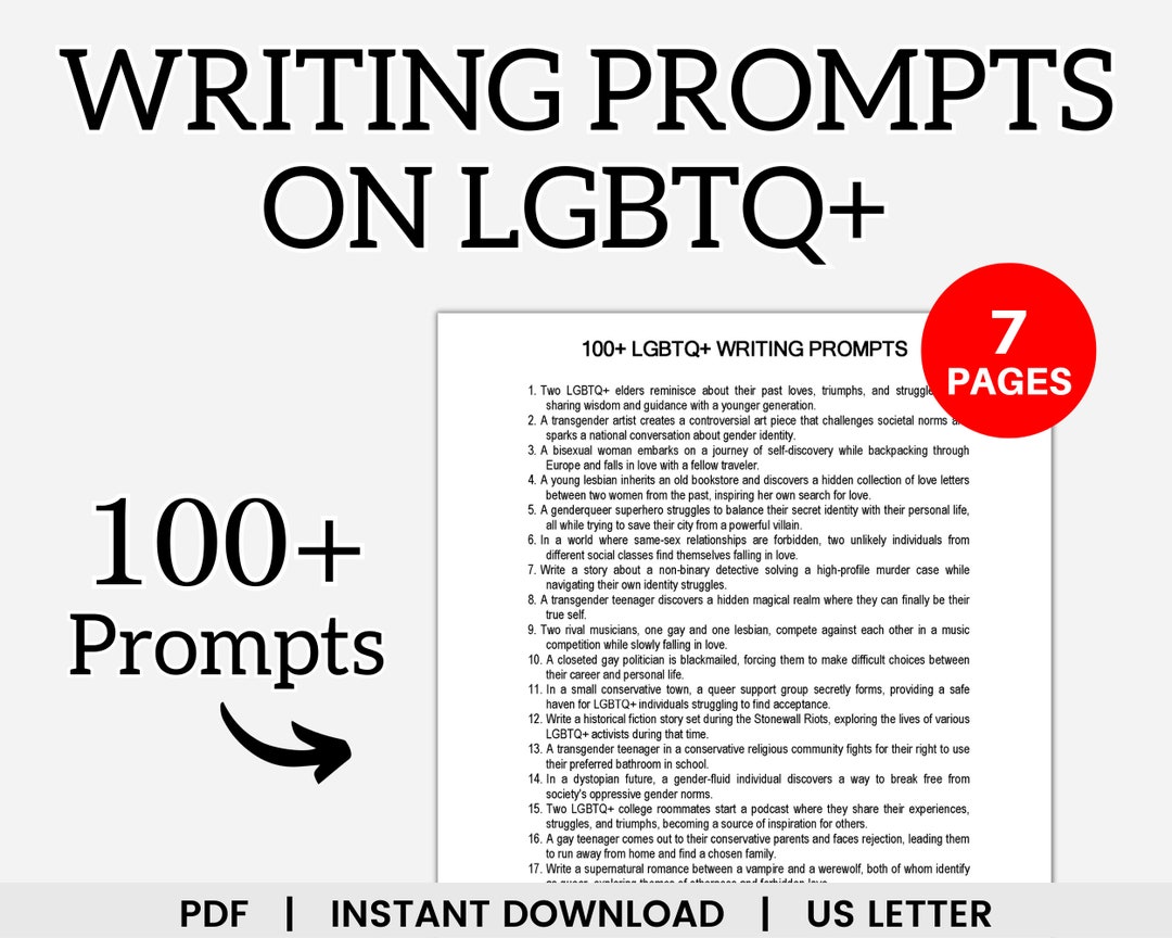 LGBTQ Writing Prompts Writing Prompts for LGBTQ Queer - Etsy