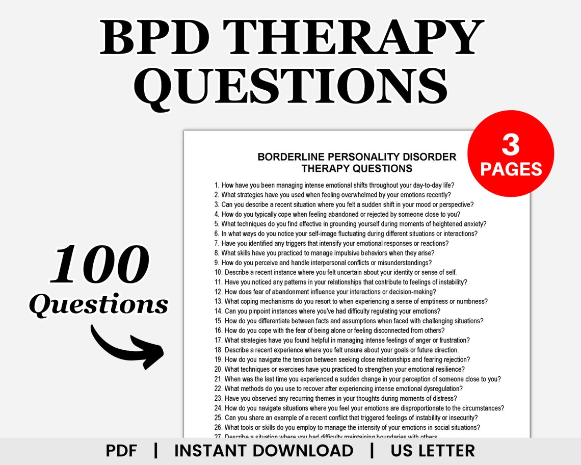 Borderline Personality Disorder Therapy Questions, BPD Therapy, Therapy ...