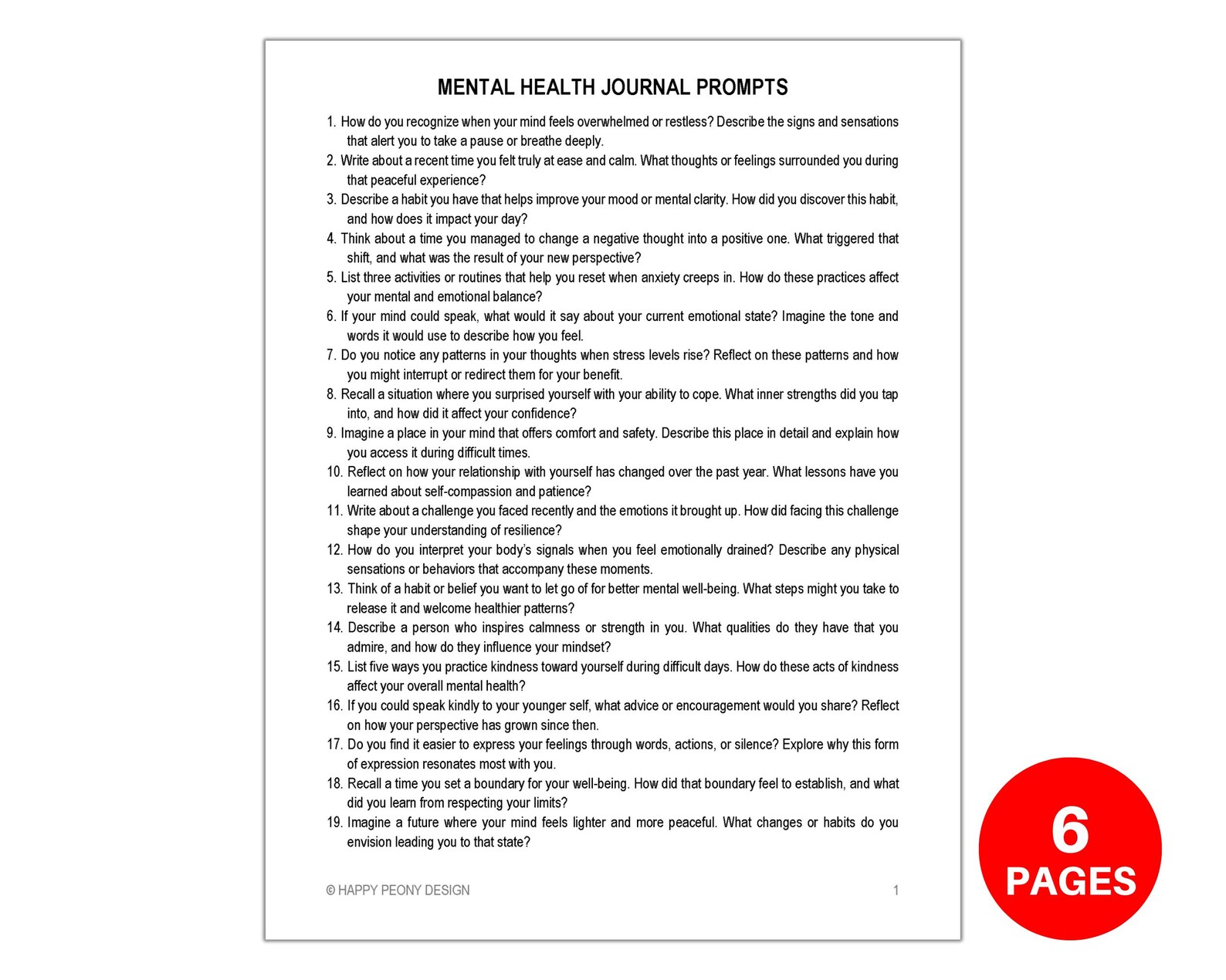 Mental Health Journal Prompts, Mental Health Planner, Wellness Journal ...