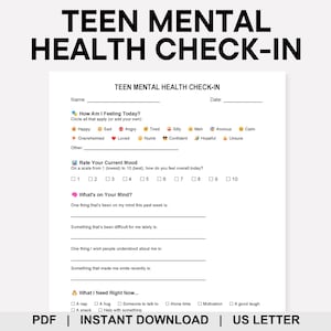 Teen Mental Health Check In, Teen Therapy, Adolescent Therapy, School ...