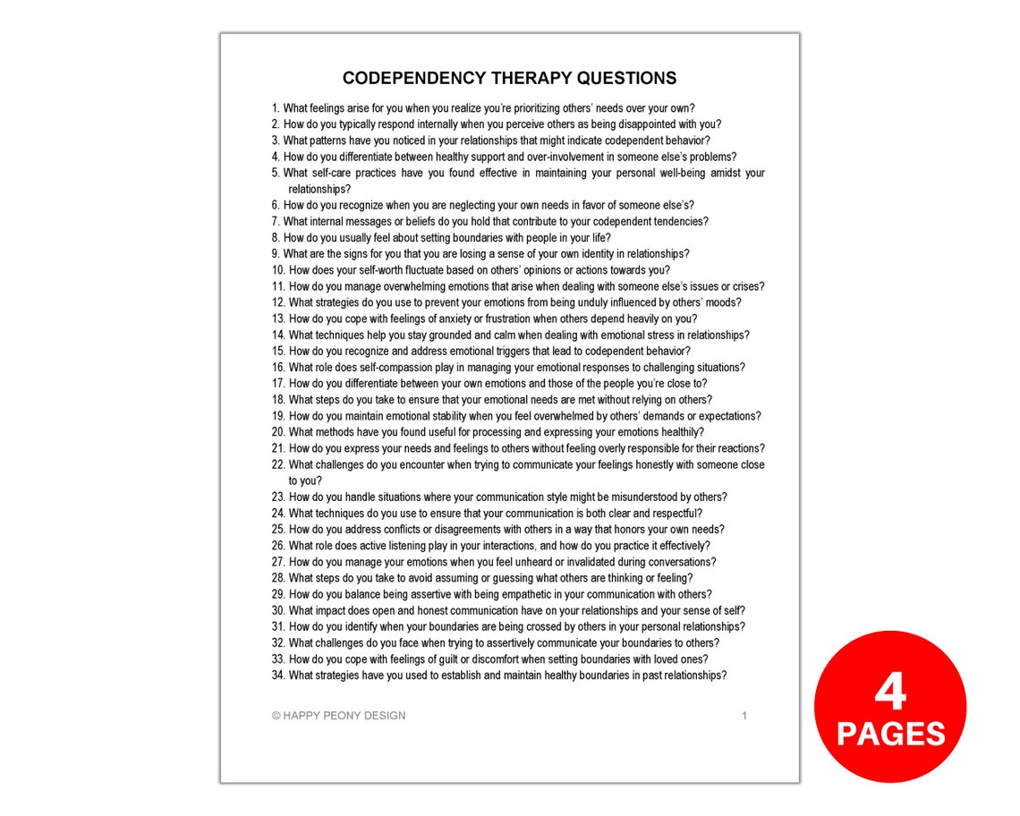 Codependency Therapy Questions, Codependency Counseling, Boundary ...
