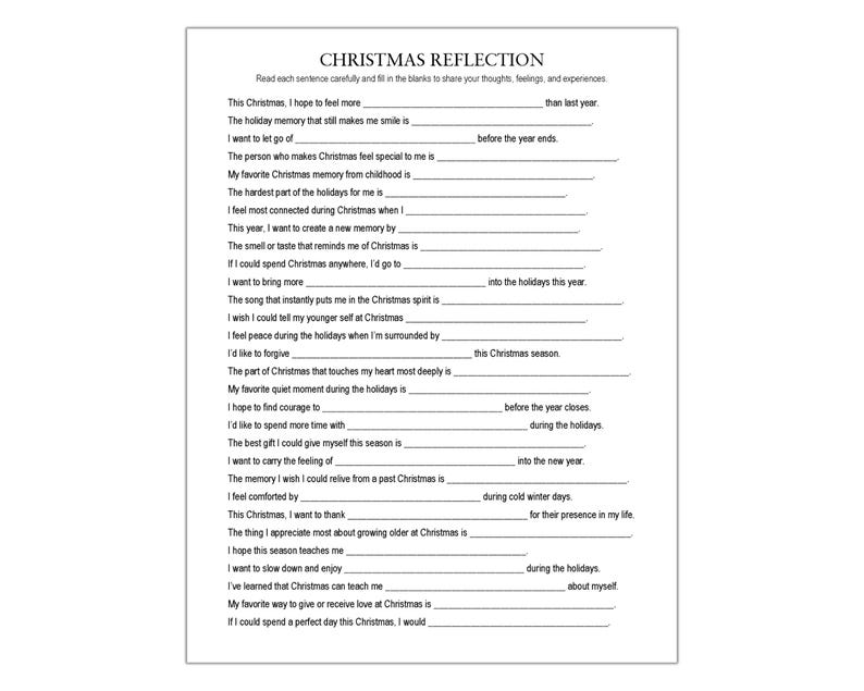 Christmas Reflection Worksheet, Holiday Reflection, End of Year Review ...