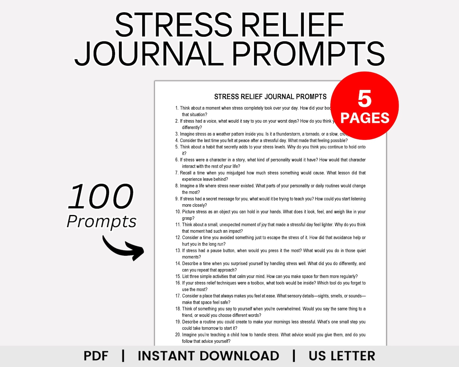 Stress Relief Journal Prompts, Journal Prompts for Stress Relief ...