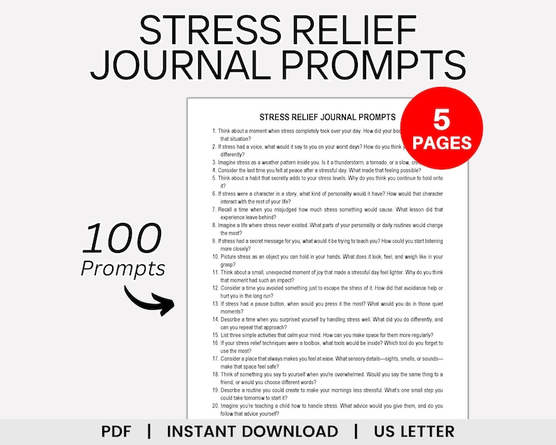 Stress Relief Journal Prompts, Journal Prompts for Stress Relief ...