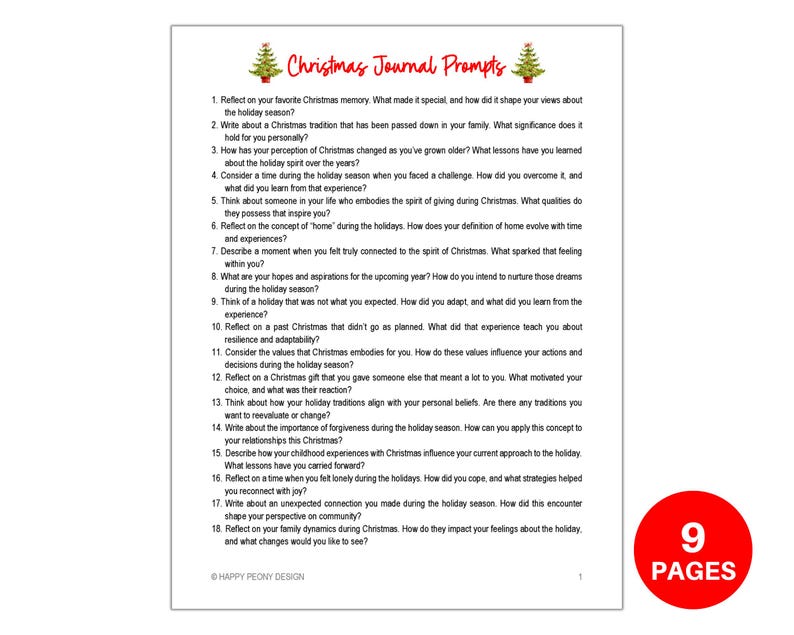 Christmas Journal Prompts, Christmas Prompts, Holiday Writing Prompts ...