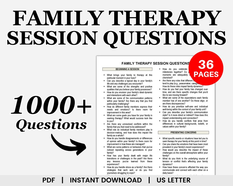 Family Therapy Session Questions, Family Therapy Questions, Counseling ...
