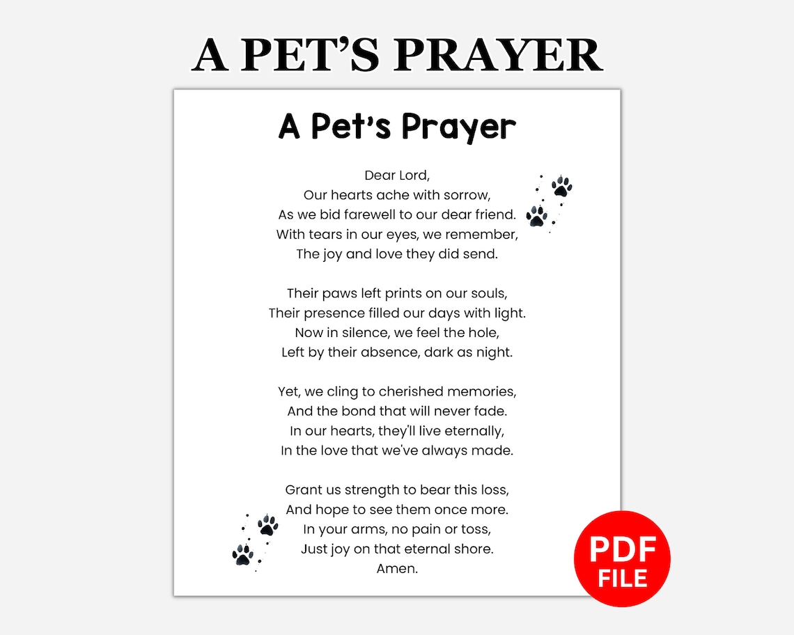 A Pet's Prayer Wall Art, Pet Loss Gift, Pet Memorial Gift, Pet Sympathy ...