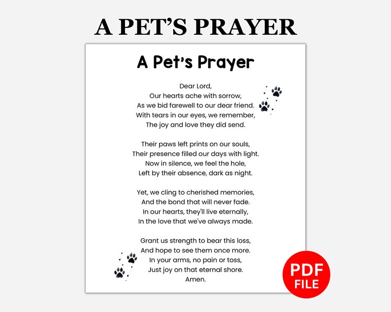 A Pet's Prayer Wall Art, Pet Loss Gift, Pet Memorial Gift, Pet Sympathy ...