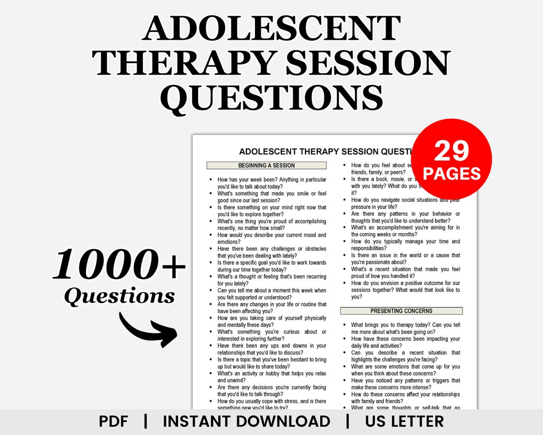 Adolescent Therapy Session Questions, Counseling Questions, Therapy ...