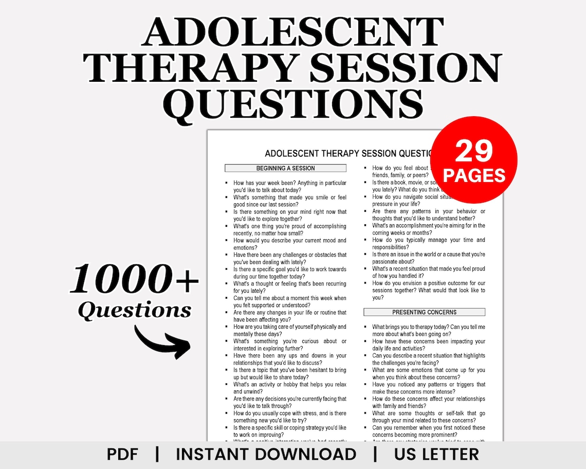 Adolescent Therapy Session Questions, Adolescent Therapy, Teen ...