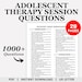 Adolescent Therapy Session Questions, Adolescent Therapy, Teen ...
