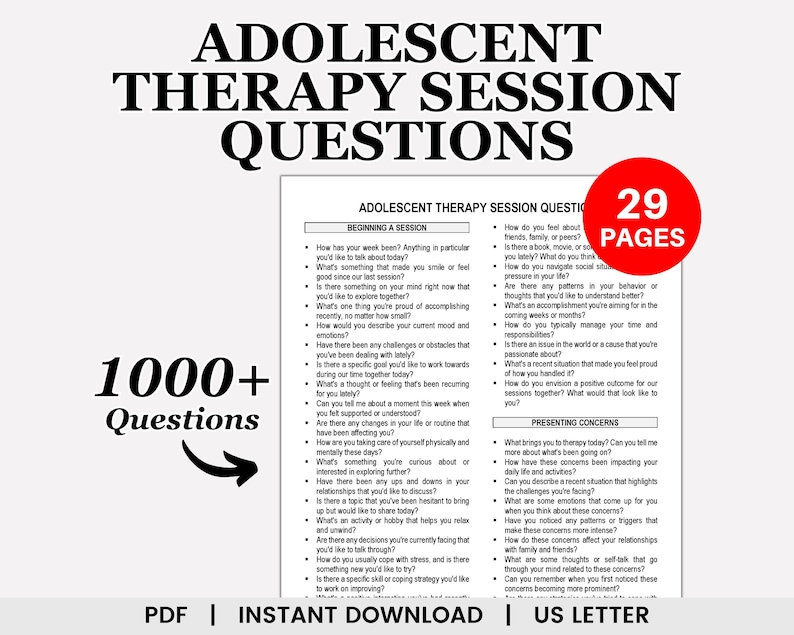 Adolescent Therapy Session Questions, Adolescent Therapy, Teen ...