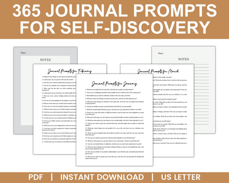 365 Journal Prompts for Self-discovery Daily Journaling - Etsy