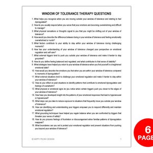 Window of Tolerance Therapy Questions, Emotional Regulation, Emotional ...