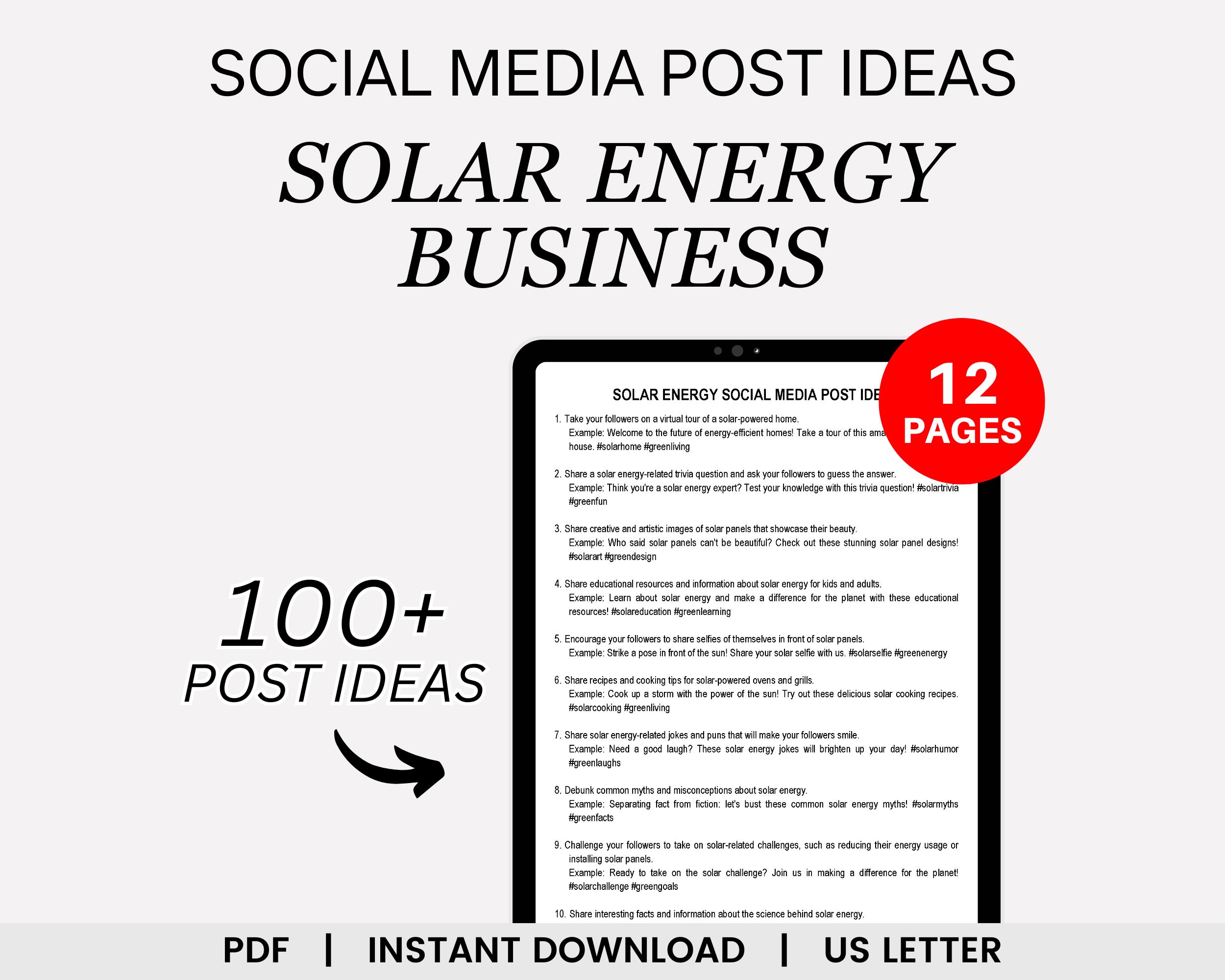 Solar Energy Social Media Post Ideas, Solar Energy Marketing Templates ...