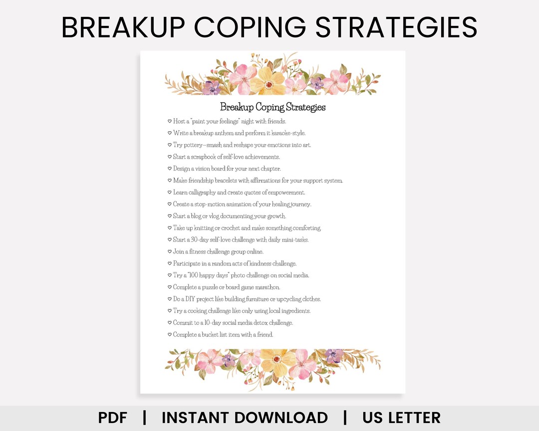 Breakup Coping Strategies List, Coping Skills, Heartbreak Healing ...